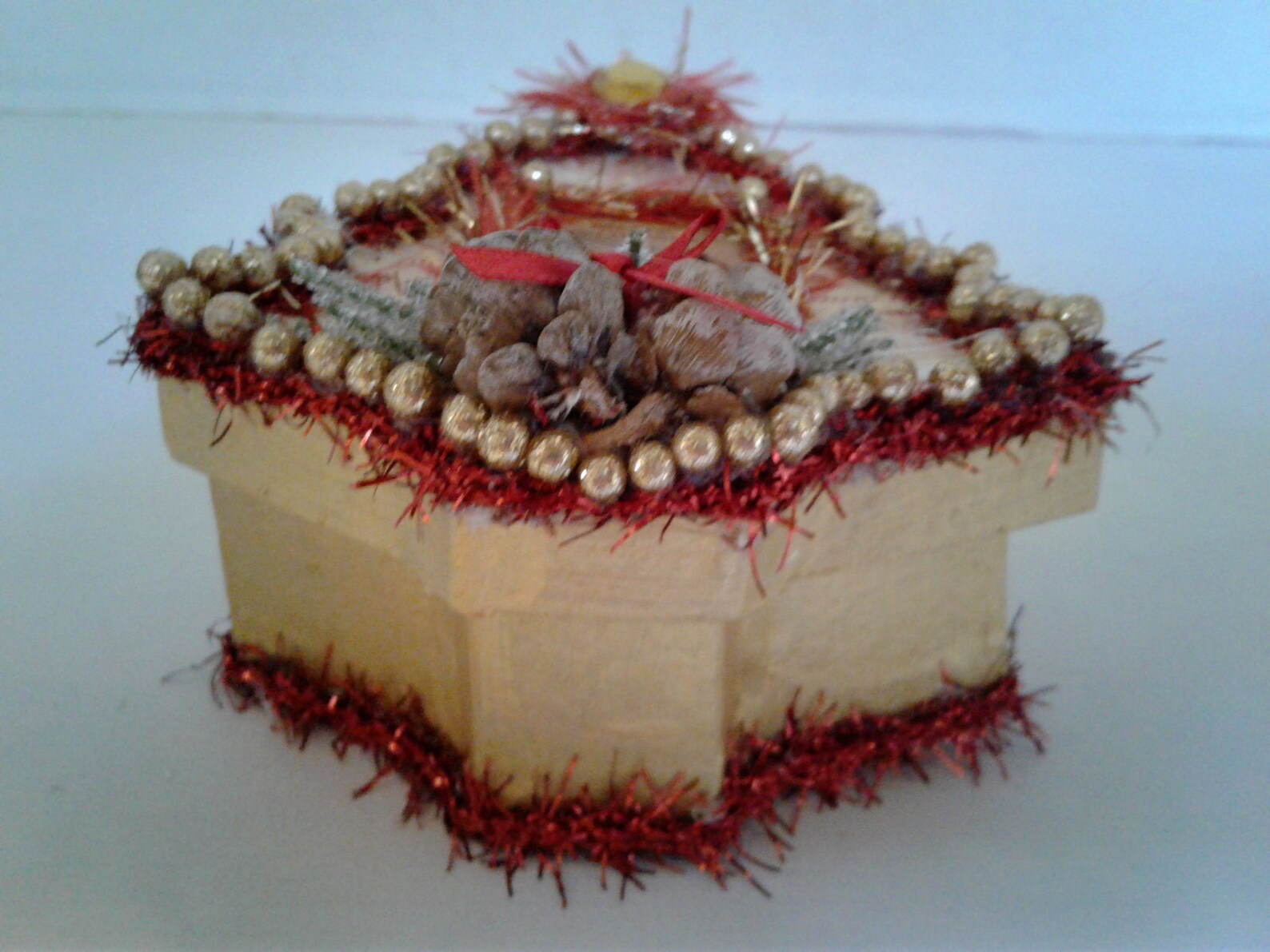 Paper Mache Christmas Tree Shaped Box With Sheet Music Paper, Vintage ...