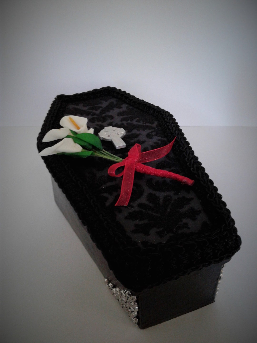 Paper Mache Victorian Goth Coffin Halloween Decoration Trinket Box ...