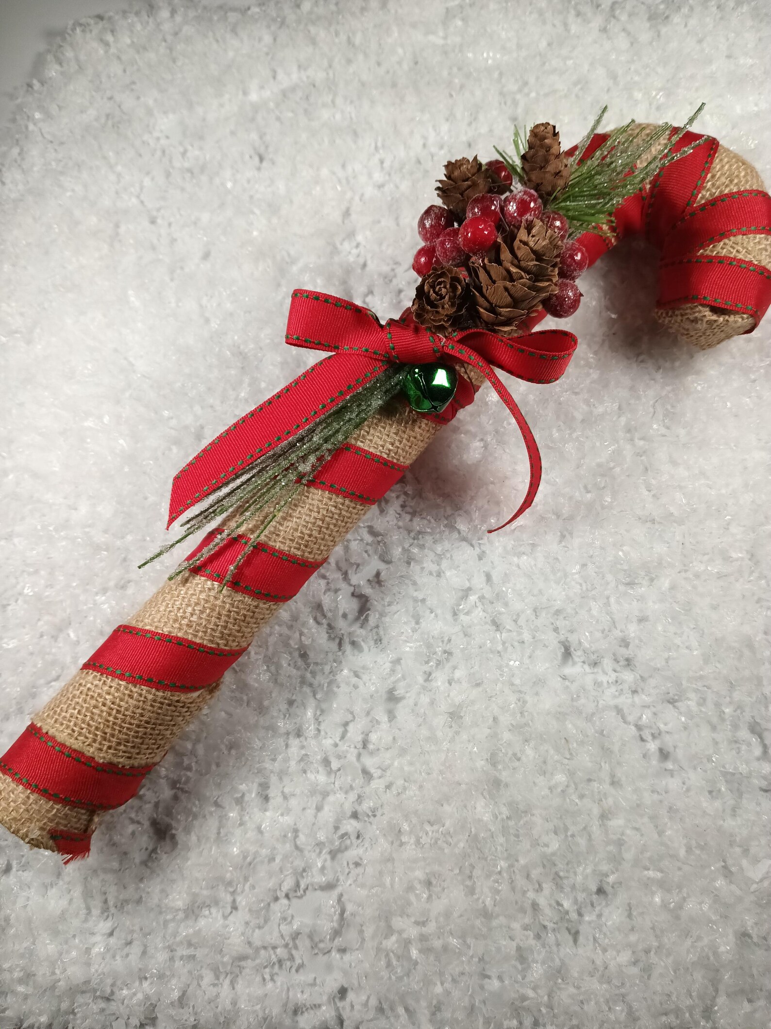 Upcycled Candy Cane Container Rustic Candy Cane With Natural Burlap ...
