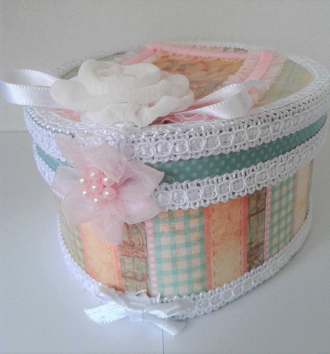 Paper Mache Shabby Chic Easter Egg Box With 4 Bottle Cap Magnets ...