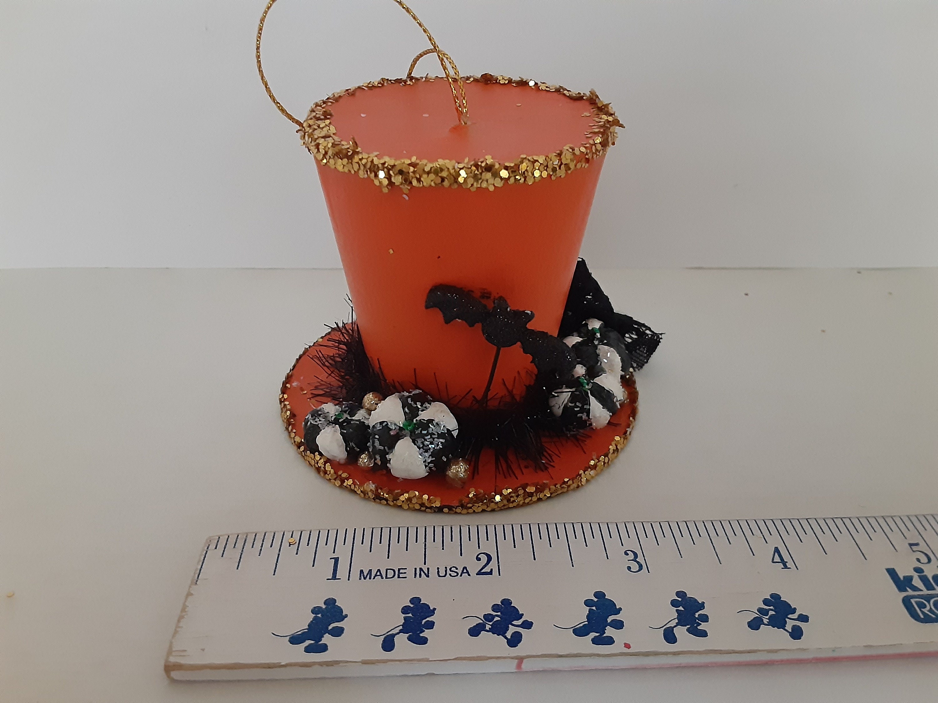 Halloween Orange Paper Mache Top Hat Ornament With Black and - Etsy