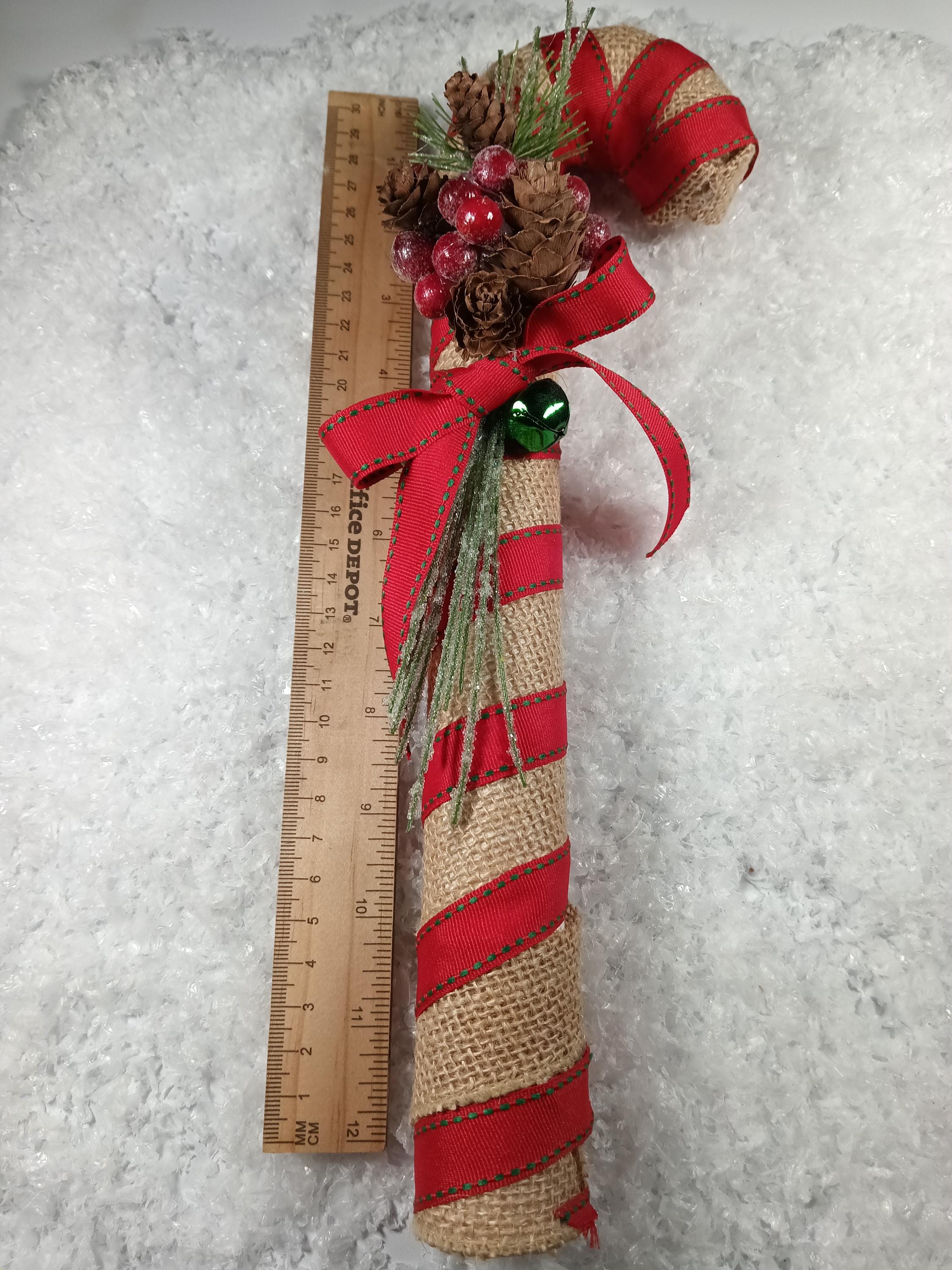 Upcycled Candy Cane Container Rustic Candy Cane With Natural Burlap ...