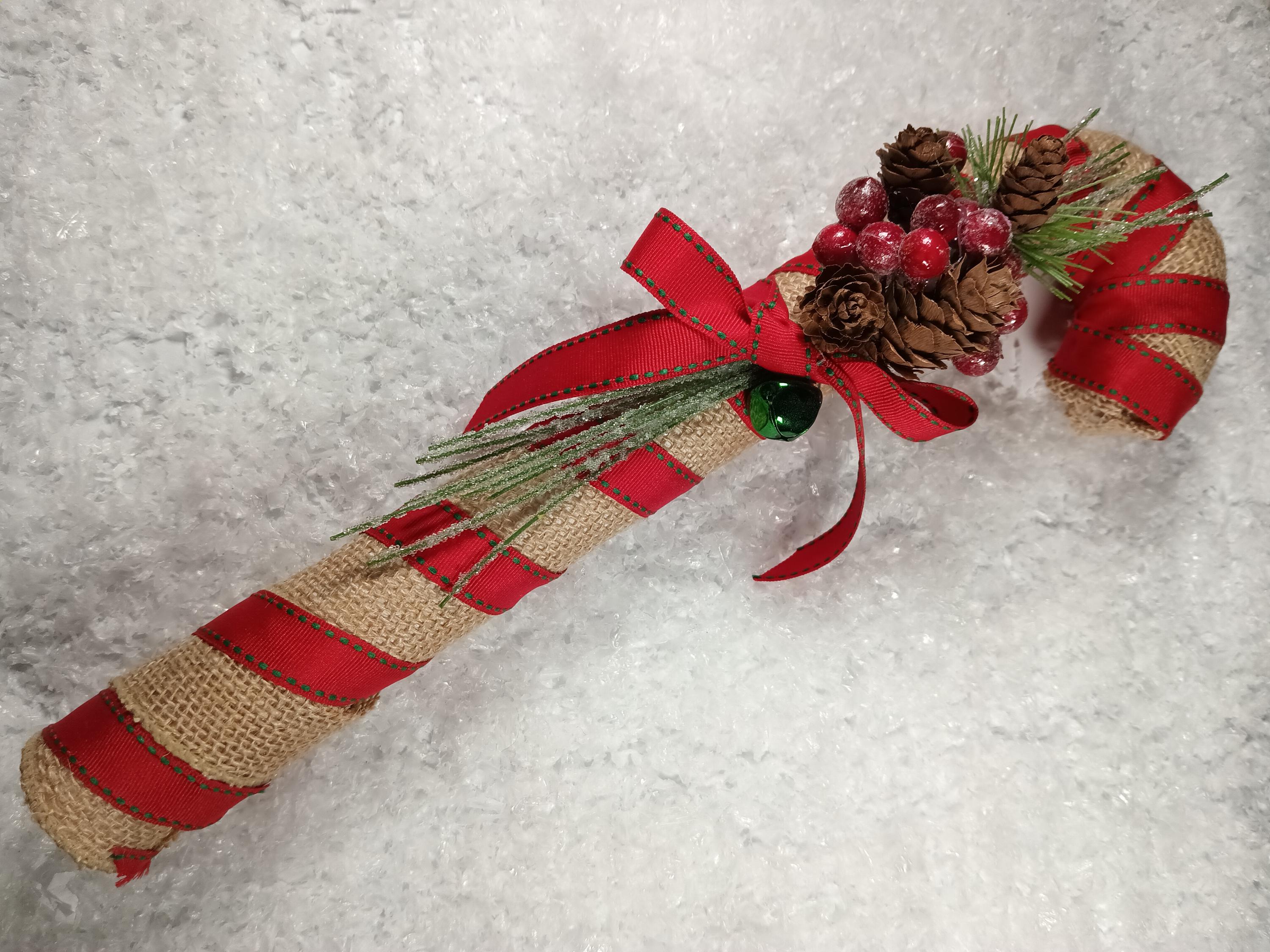 Upcycled Candy Cane Container Rustic Candy Cane With Natural Burlap ...