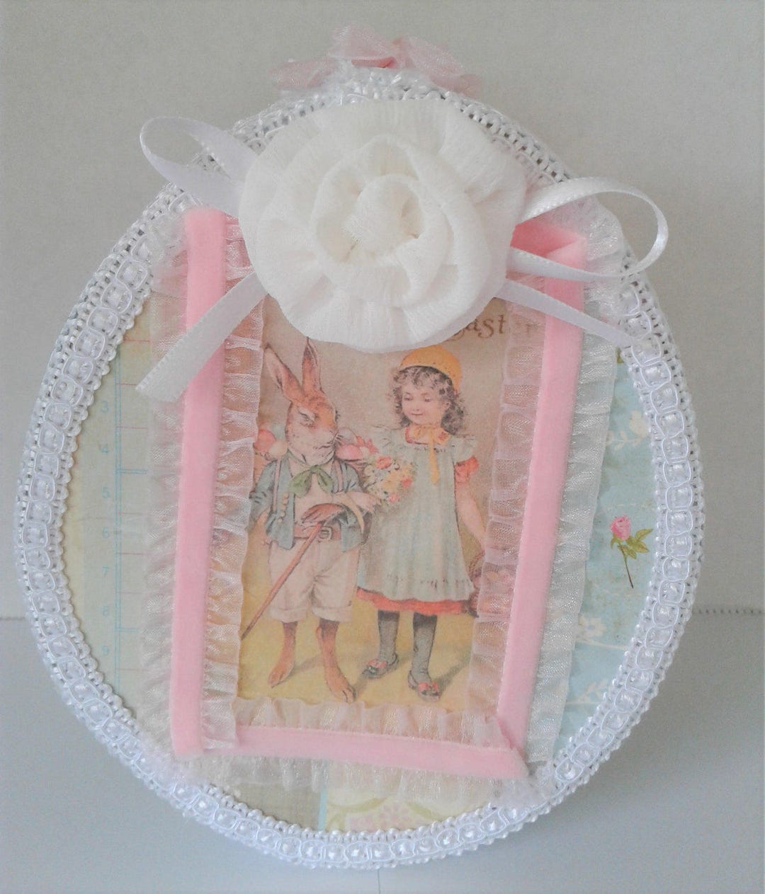 Paper Mache Shabby Chic Easter Egg Box With 4 Bottle Cap Magnets ...