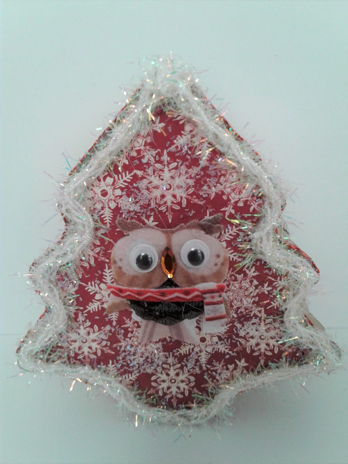 Paper Mache Christmas Tree Owl Treat Box With A Set of 3 Owl - Etsy