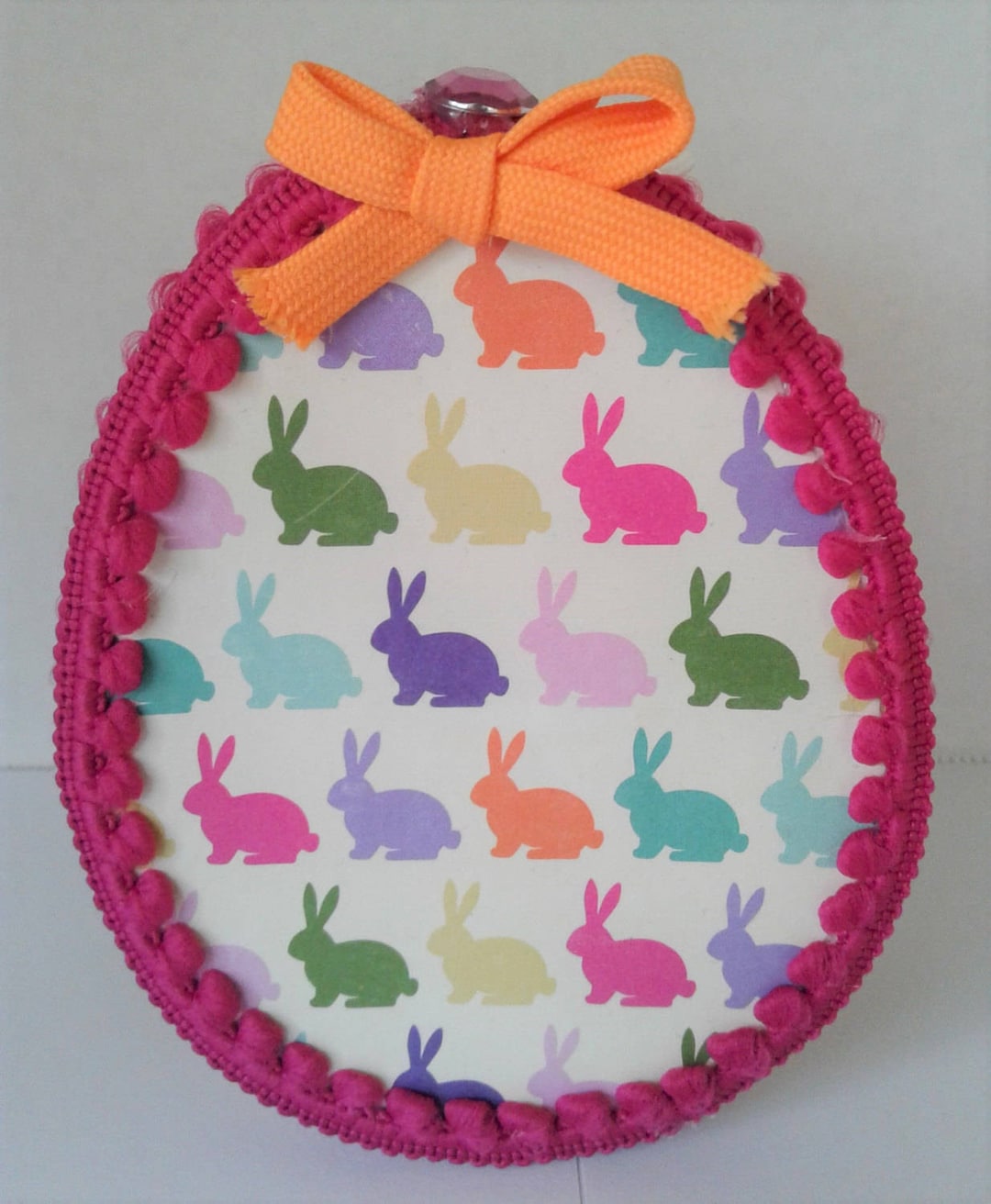 Paper Mache Whimsical Easter Egg Box With 3 Bottle Cap Magnets Bunny ...