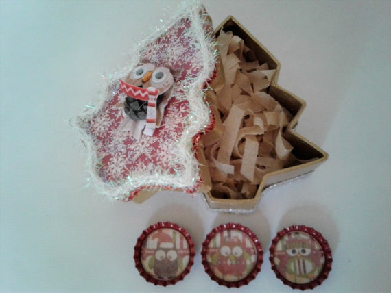 Paper Mache Christmas Tree Owl Treat Box With A Set of 3 Owl - Etsy