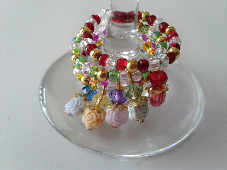 Floral Bridal Brunch Wine Glass Rings Set of 5 - Etsy