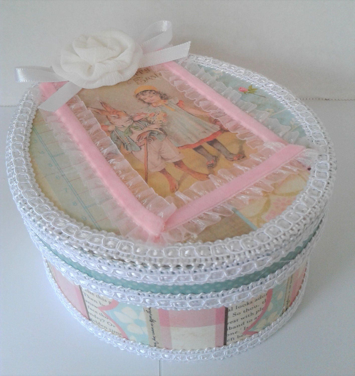 Paper Mache Shabby Chic Easter Egg Box With 4 Bottle Cap Magnets ...