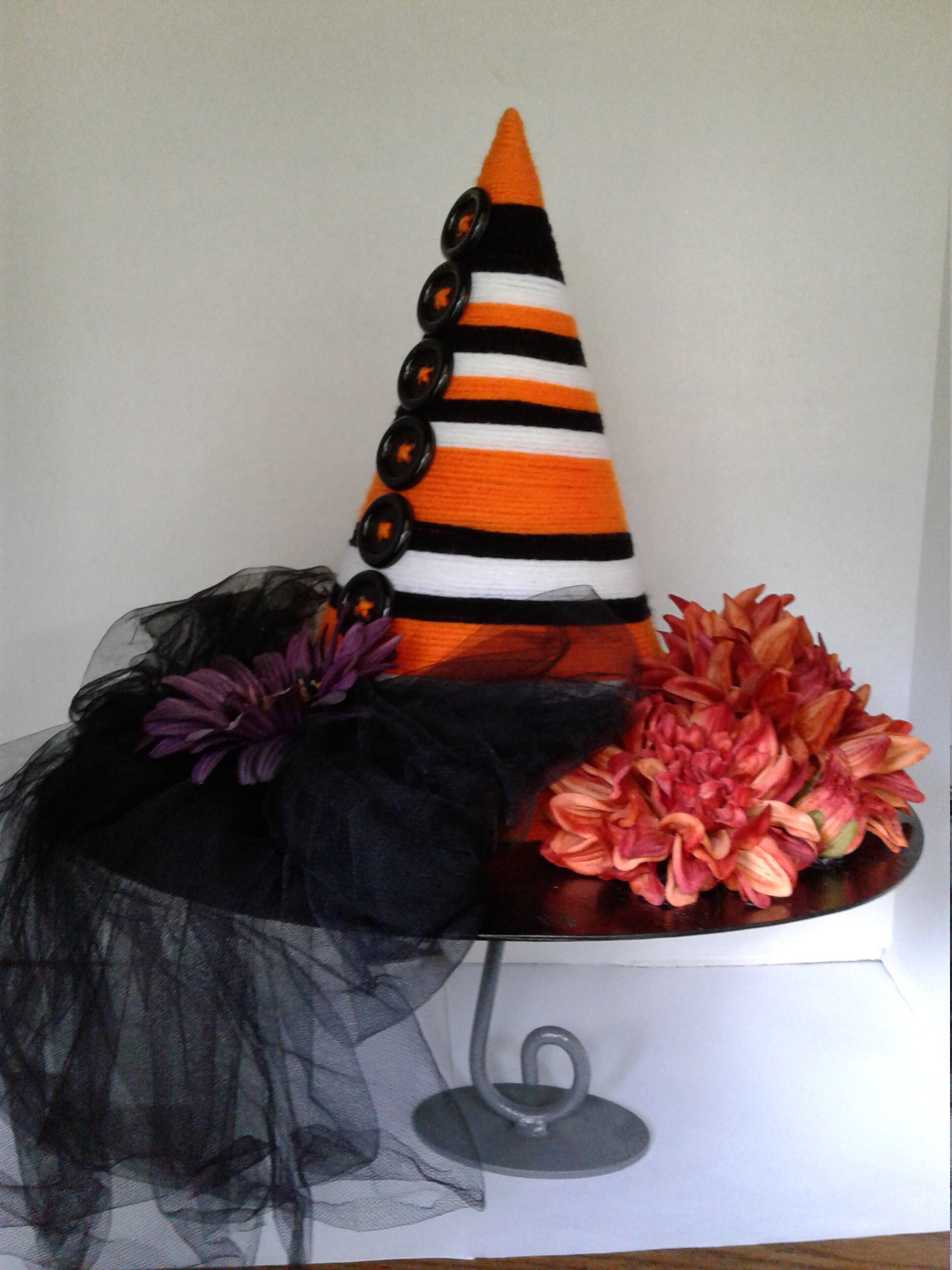 Halloween Paper Mache Witch Hat Centerpiece Decoration-striped - Etsy