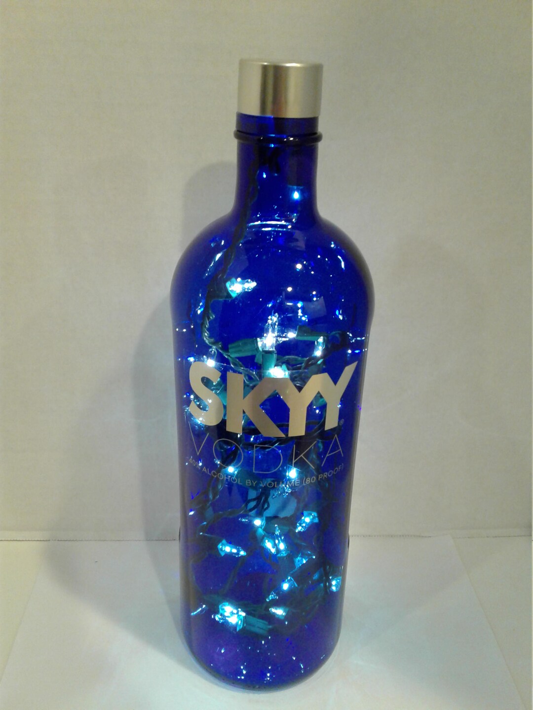 Blue Upcycled Vodka Bottle Luminary- Large - Etsy