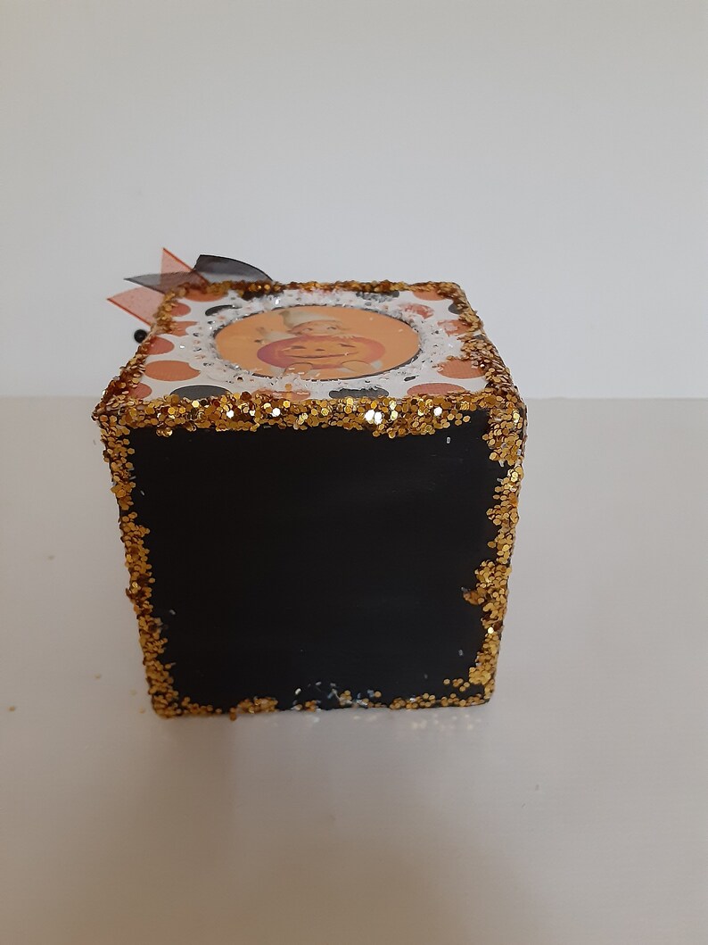 Halloween Paper Mache Block Ornament With Vintage Images and - Etsy