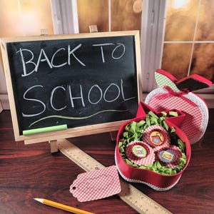 Paper Mache Teacher's Back to School Apple Box Gift Set With 3 Bottle ...
