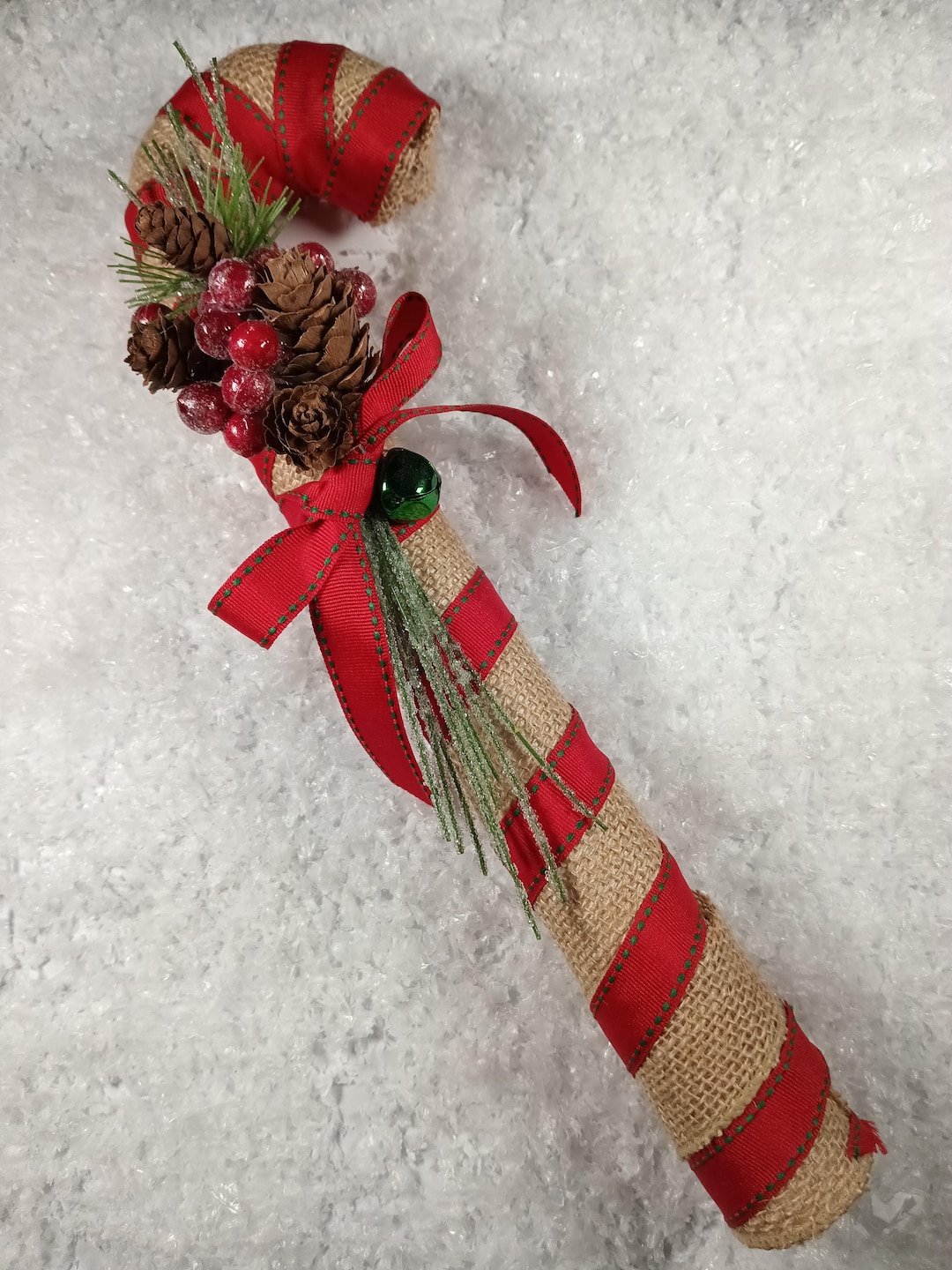 Upcycled Candy Cane Container Rustic Candy Cane With Natural Burlap ...