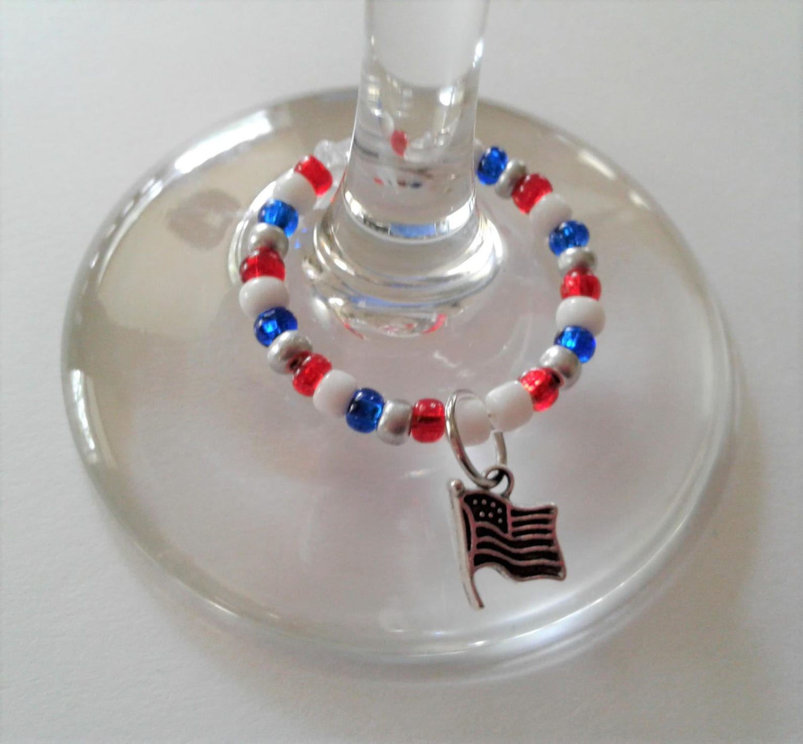 Patriotic Wine Glass Rings set of 4 Red White Blue & - Etsy