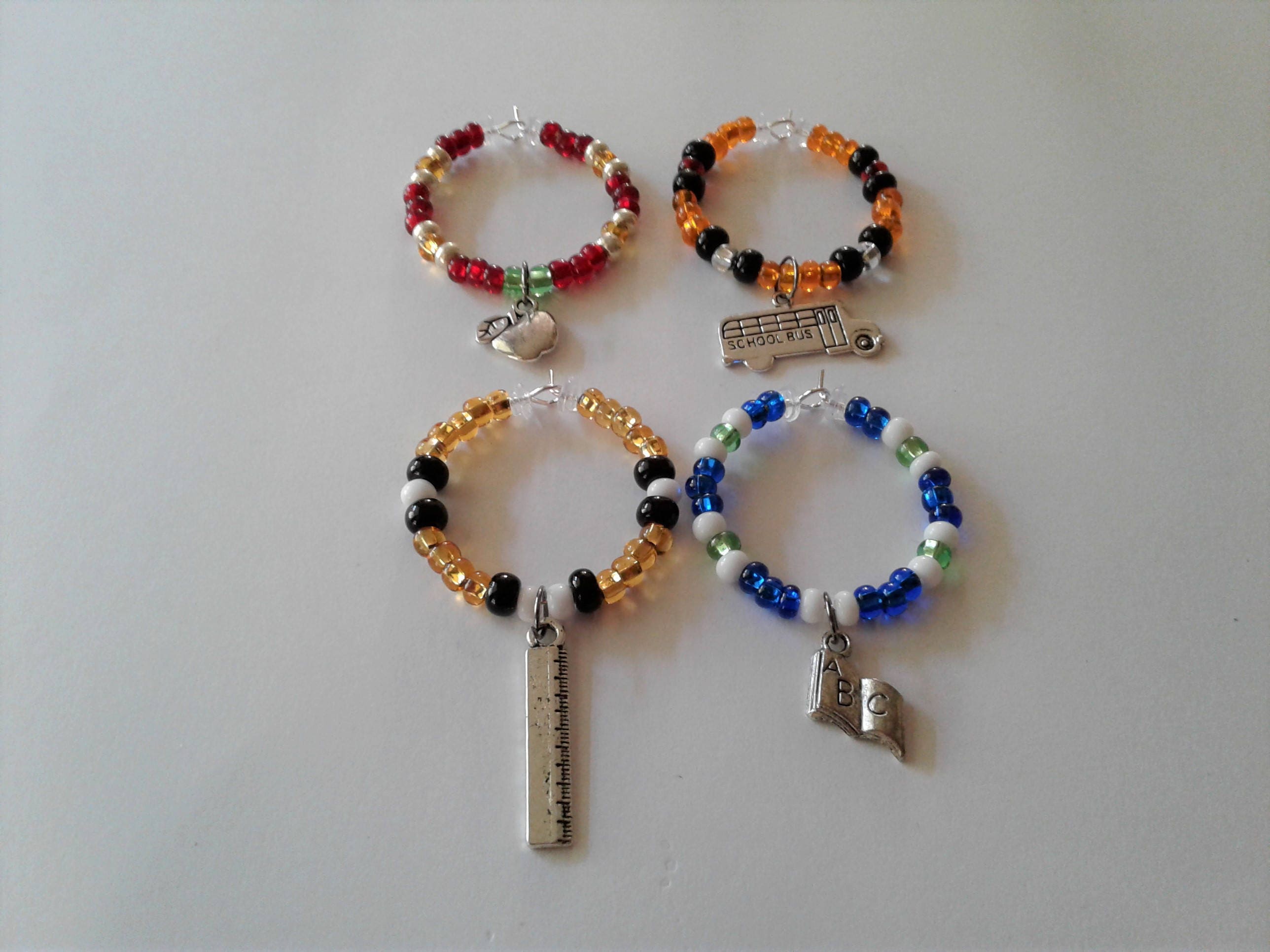 Back to School Teacher's Wine Glass Ring Set of 4 ID1 - Etsy
