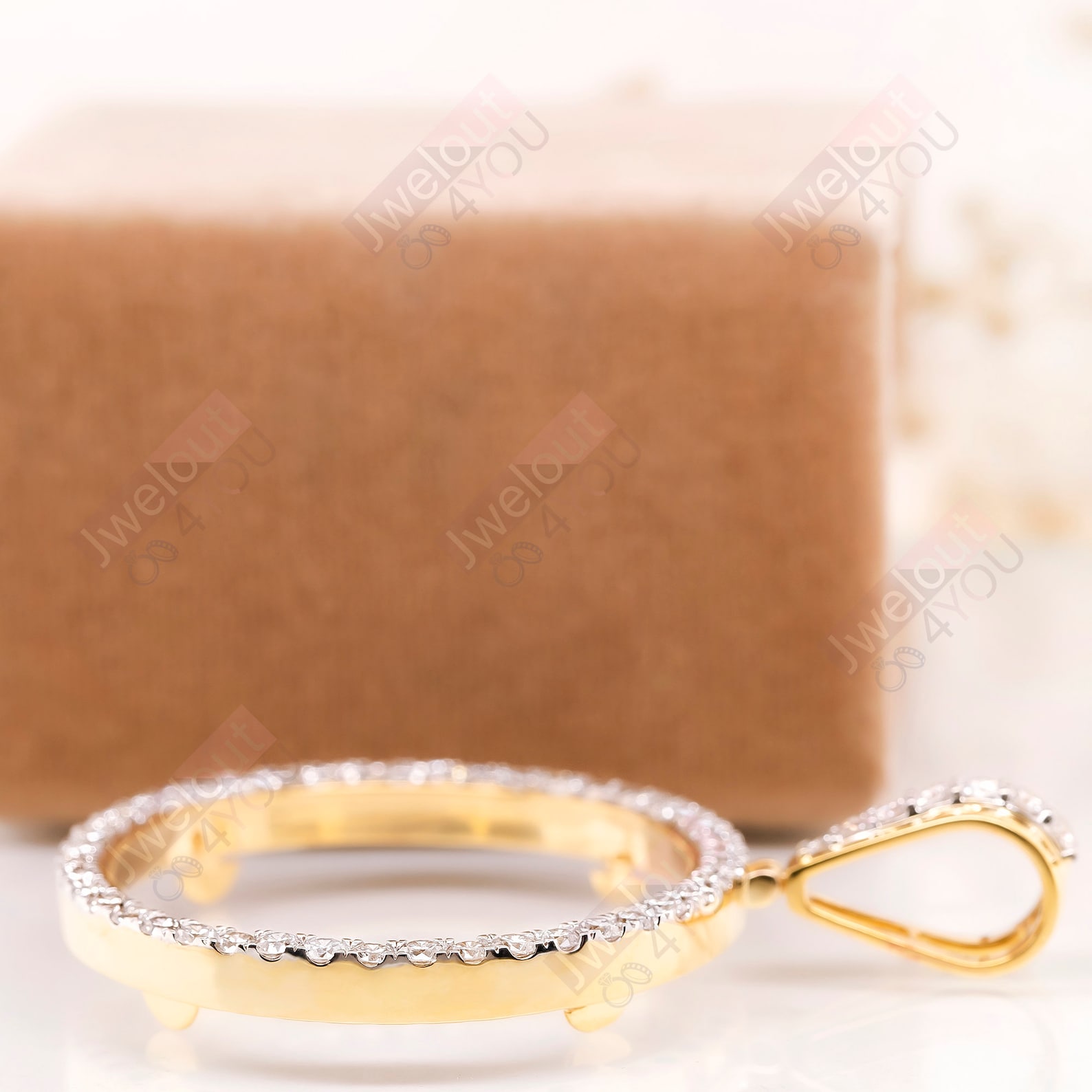 Unique Gold Coin Frame Pendant Solid Gold Bezel Set - Etsy