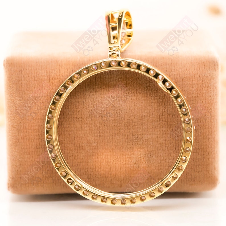 Unique Gold Coin Frame Pendant Solid Gold Bezel Set - Etsy