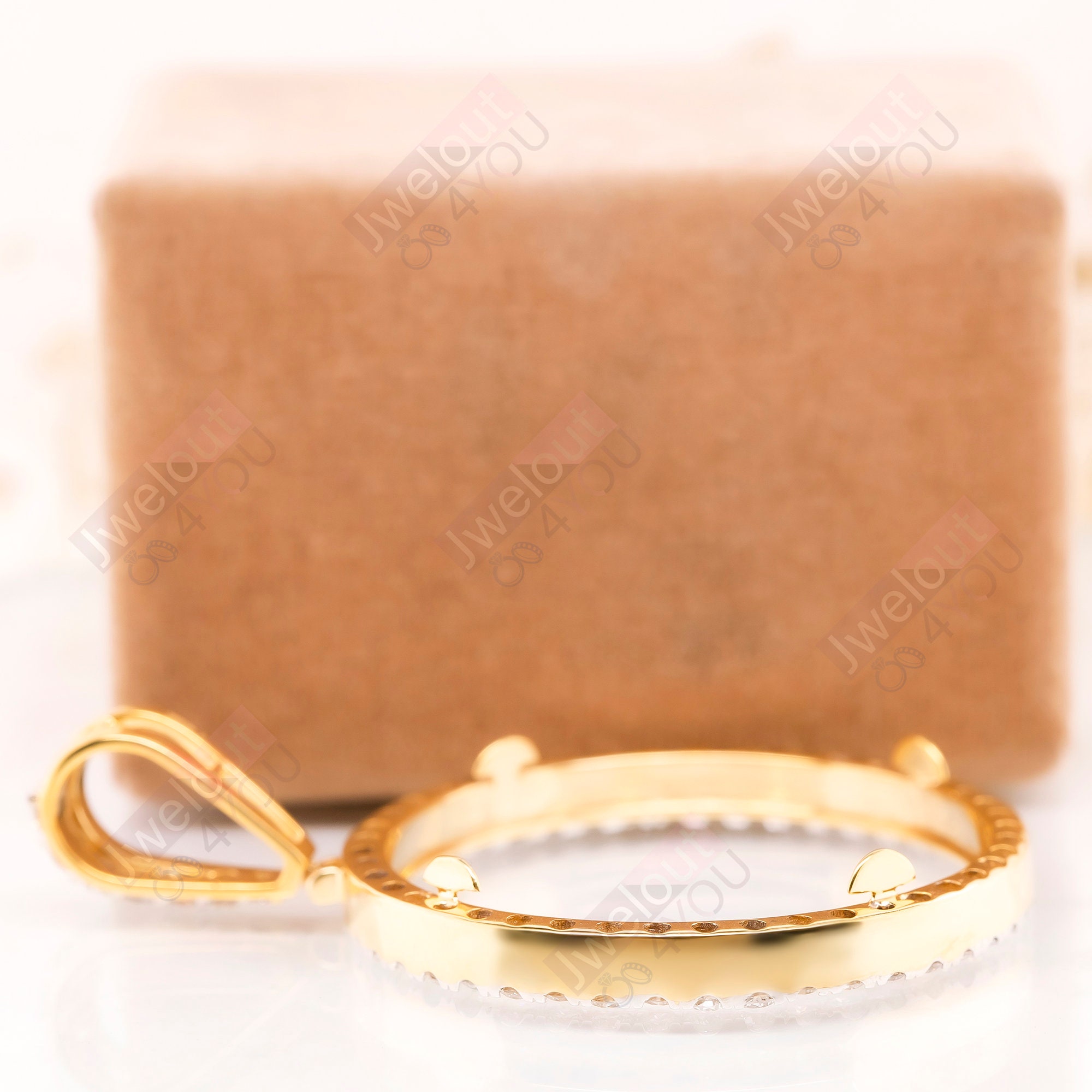 Unique Gold Coin Frame Pendant Solid Gold Bezel Set | Etsy