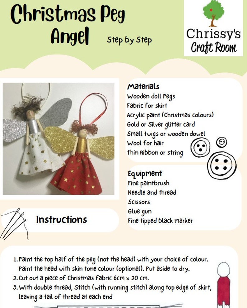 Christmas Peg Angel - Pattern - Etsy