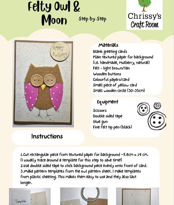 Owl Design for Cards and Crafts - Downloadable Pattern (set 1) - Etsy
