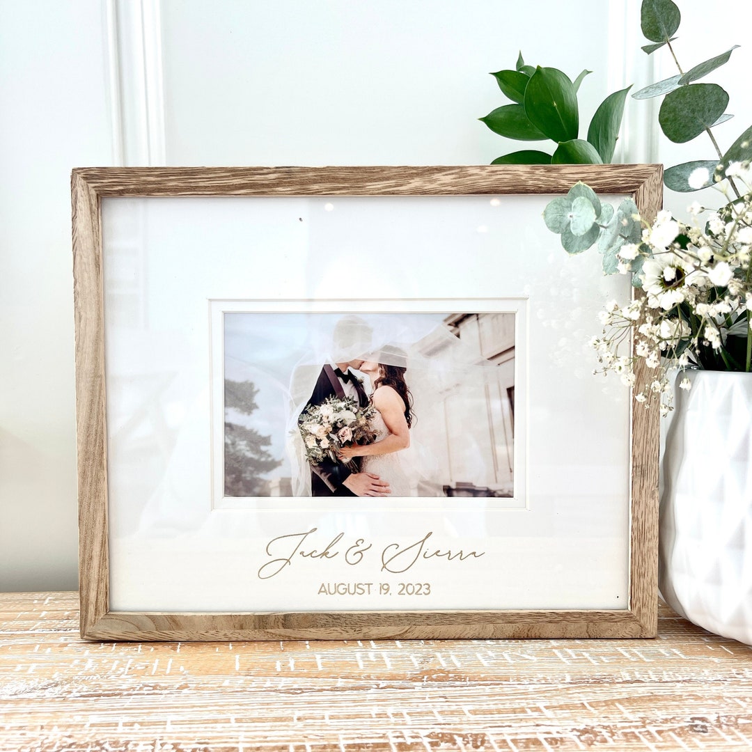 Personalized Wedding Picture Frame, Gold Lettering, Custom Gift for ...