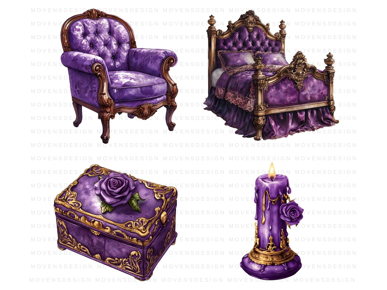 12 Watercolor Victorian Clipart Set Vintage-inspired Illustrations, PNG ...