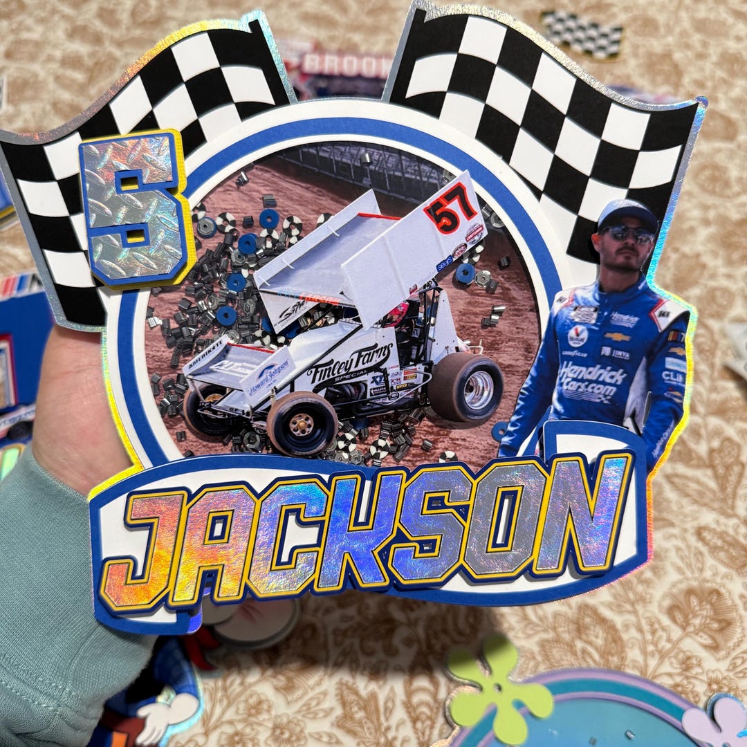 Personalized Racing Car Cake Topper, Nascar Birthday Party Decor. Any ...