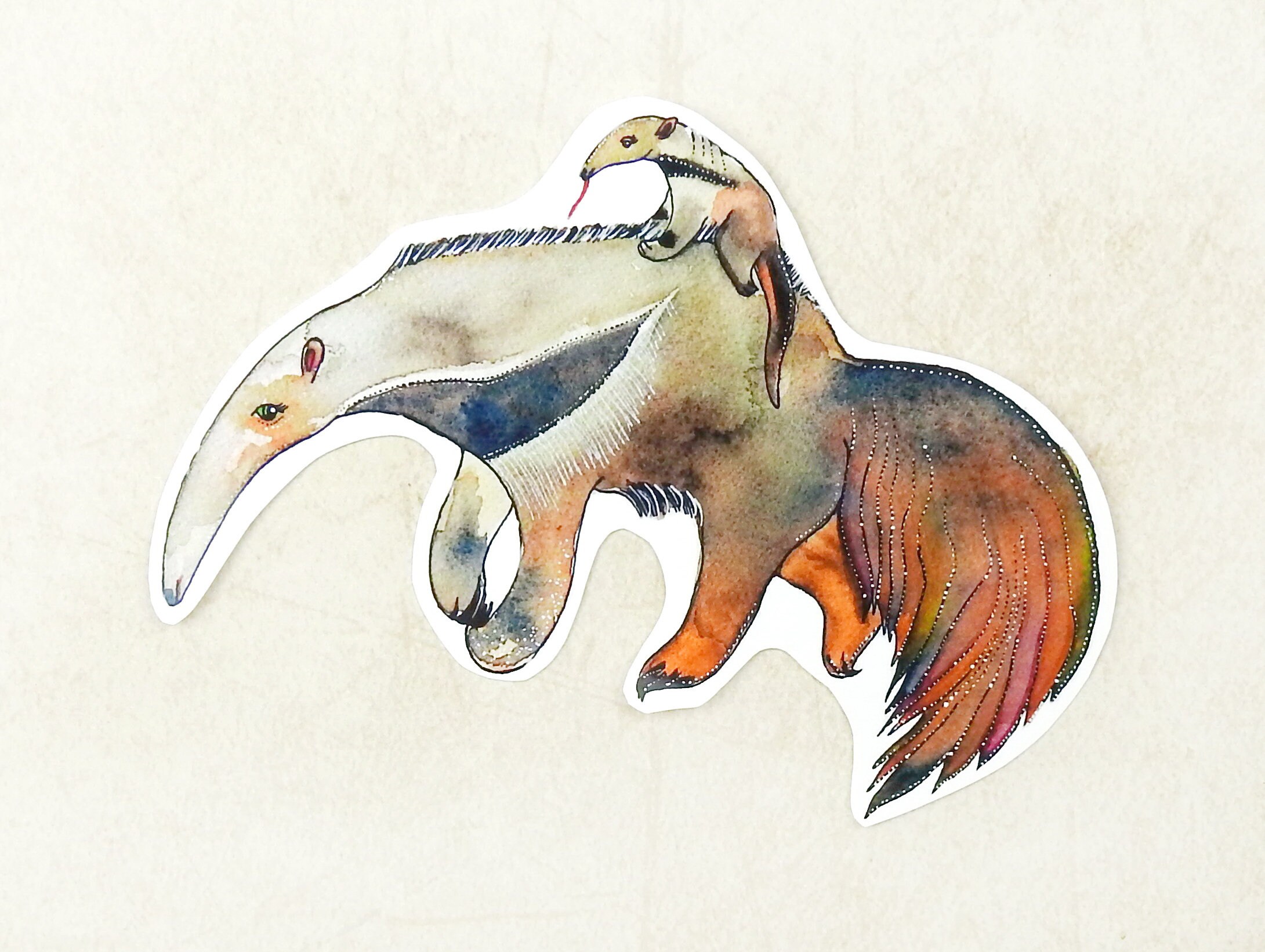 Colorful Hand Cut Vinyl Sticker With Anteater for Laptop - Etsy