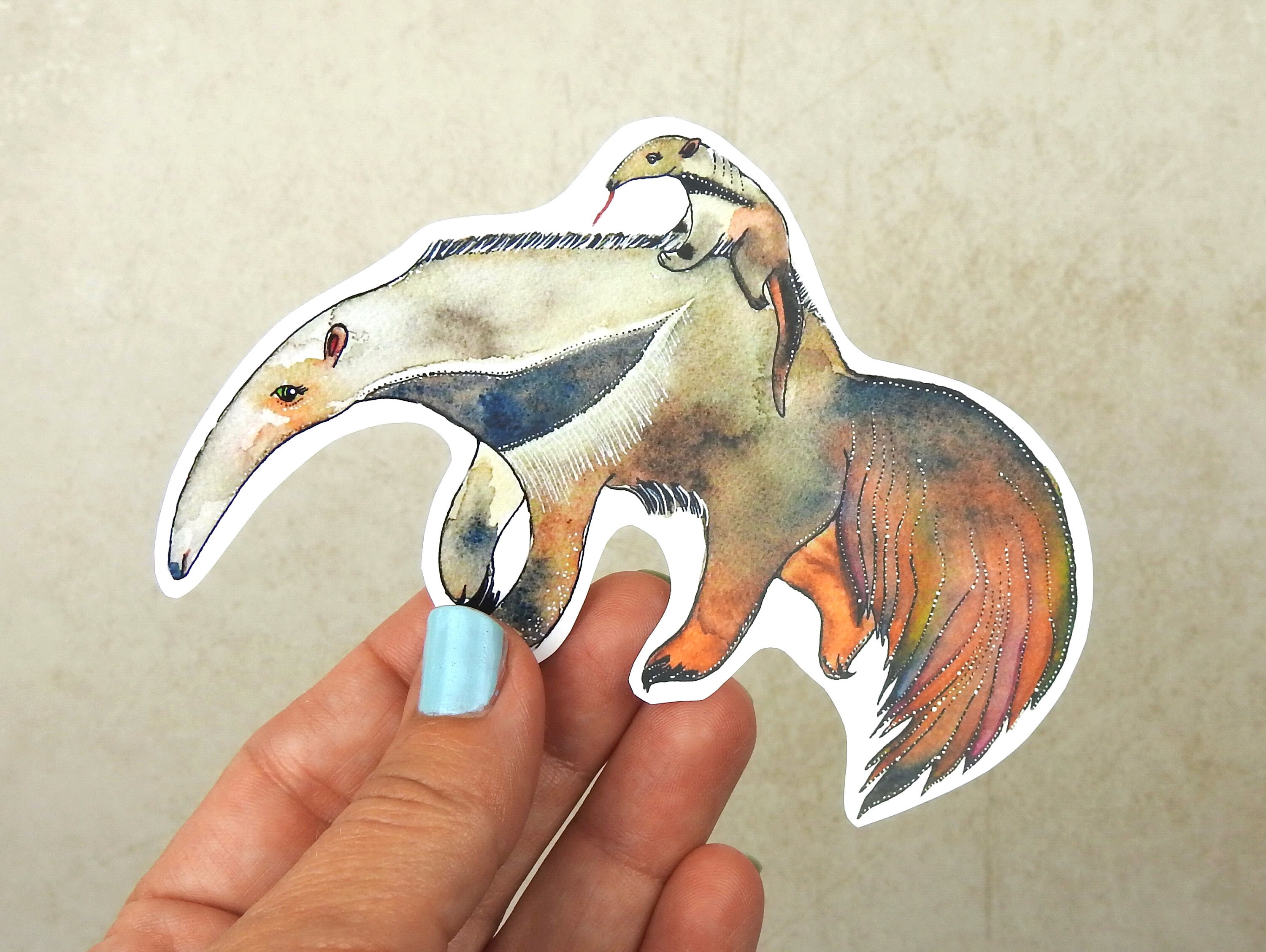 Colorful Hand Cut Vinyl Sticker With Anteater for Laptop - Etsy