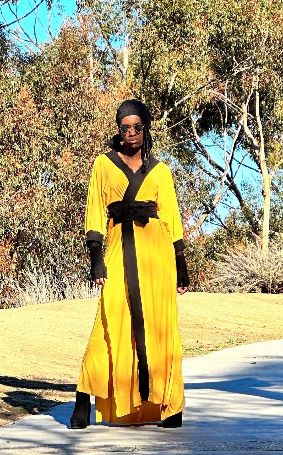 Maxi Robe ( Golden Yellow) / Yellow Maxi Dress / Robe Dress/stretchy ...