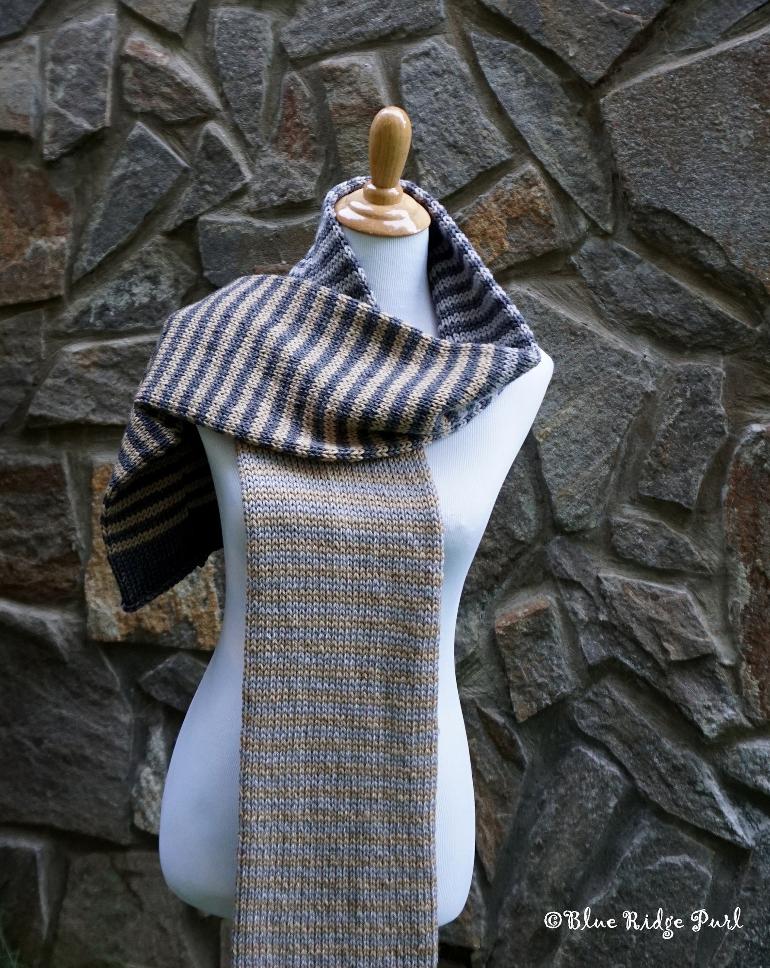 Striped Scarf Knitting Kit, DIY Scarf Kit, Printed Pattern, Yarn ...