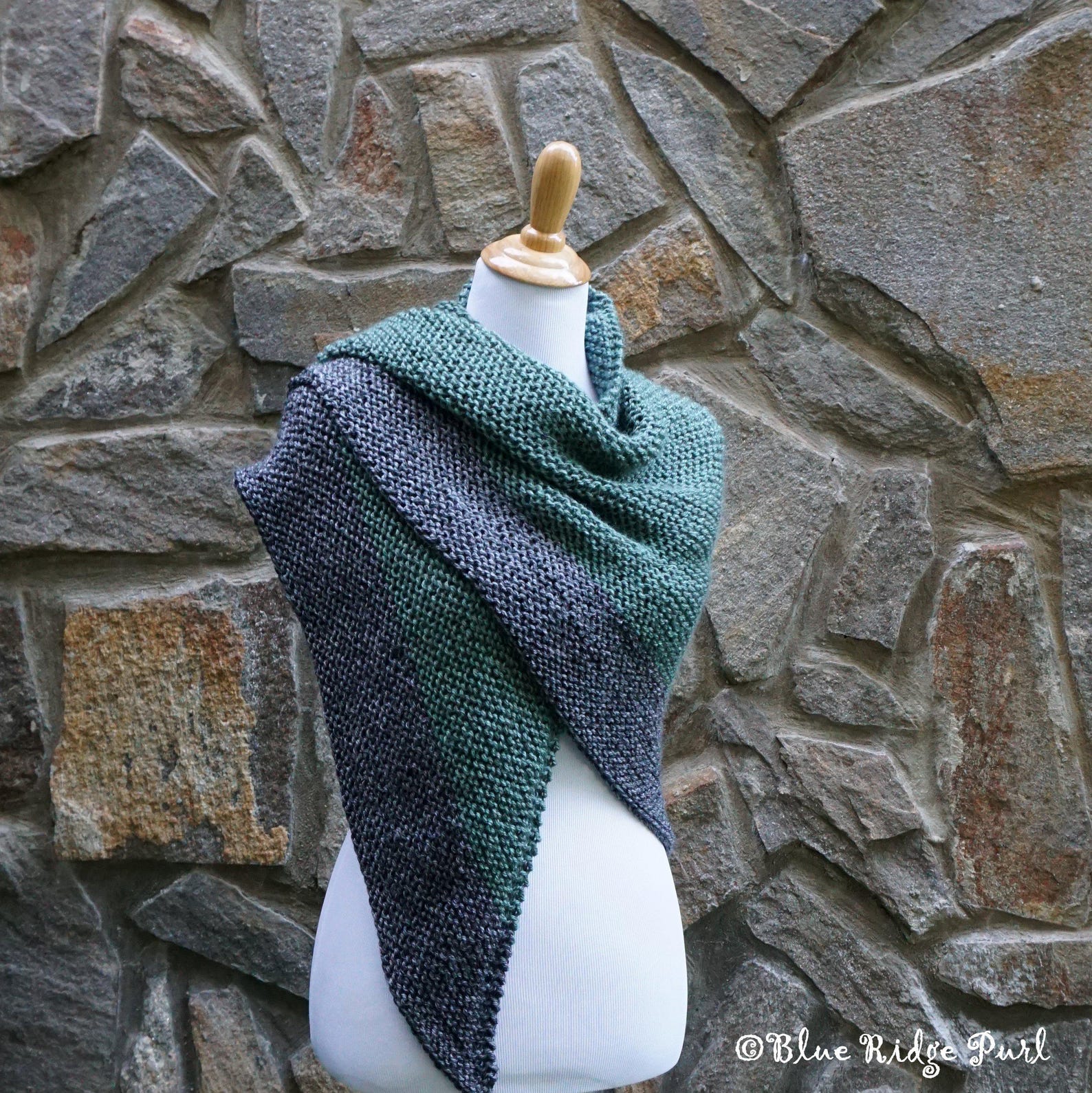 Handmade Knit Wrap Shawl, Optional Button Closure, Green and Gray ...