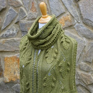 Green Hand Knitted Scarf, Autumn Leaves Scarf, 100% Wool - Etsy