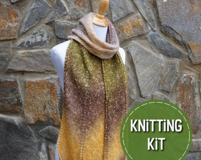 DIY Knitting Kit, Scarf Knitting Kit, Printed Pattern, Yarn, Stitch ...