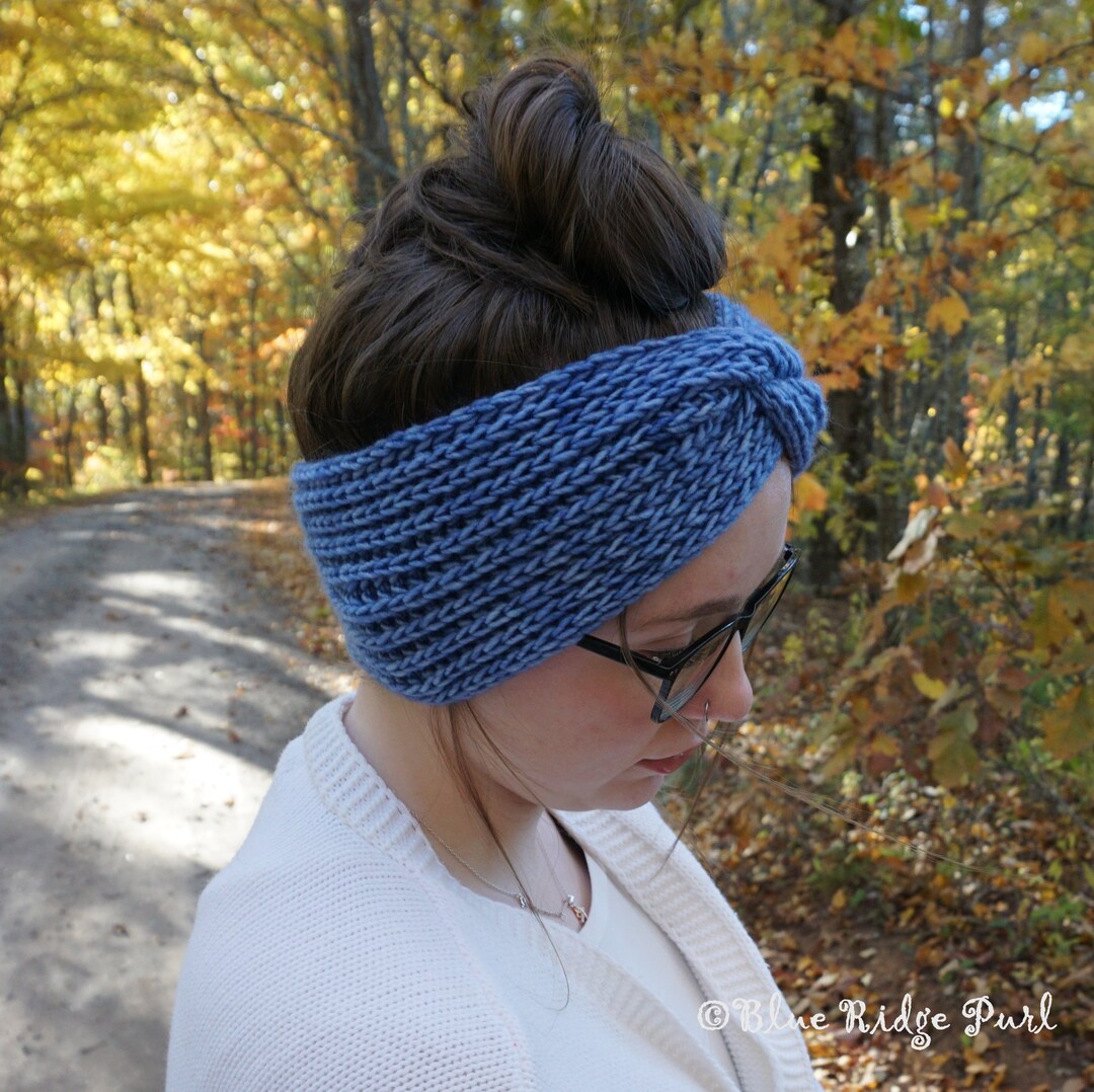 Merino Wool Knit Headband, Messy Bun Headband, Hand Knitted Ear Warmer ...