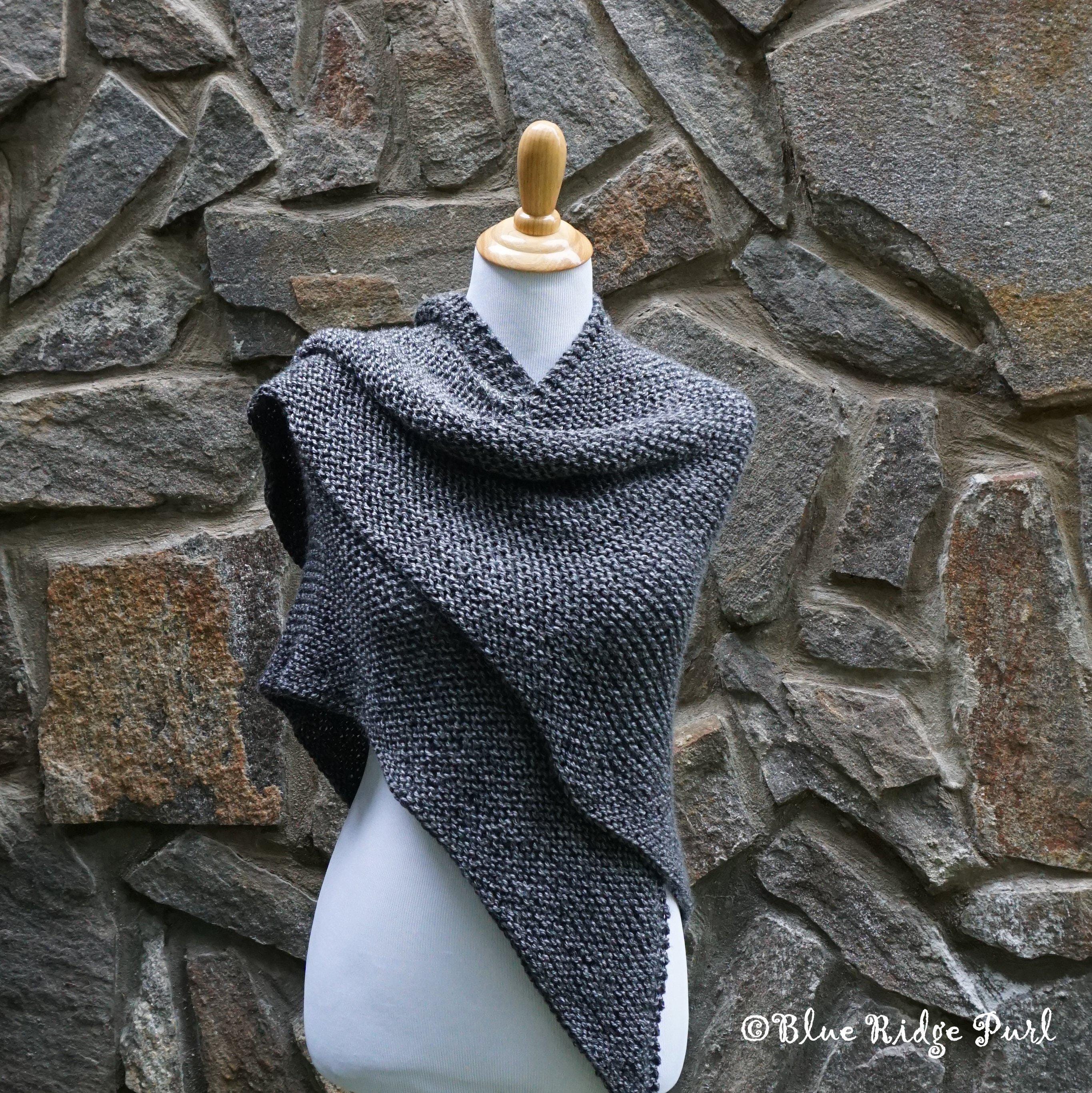 Outlander, Outlander Hand Knit Shawl, Knitted Triangle Shawl, Gray Knit ...