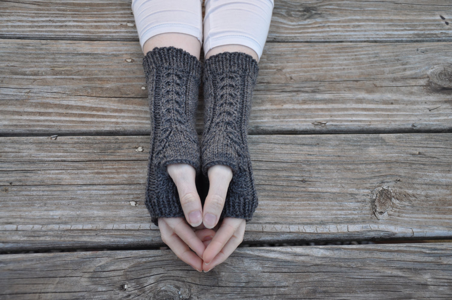 Hand Knit Cabled Fingerless Gloves, Women's Fingerless Mitts, Wool Arm ...