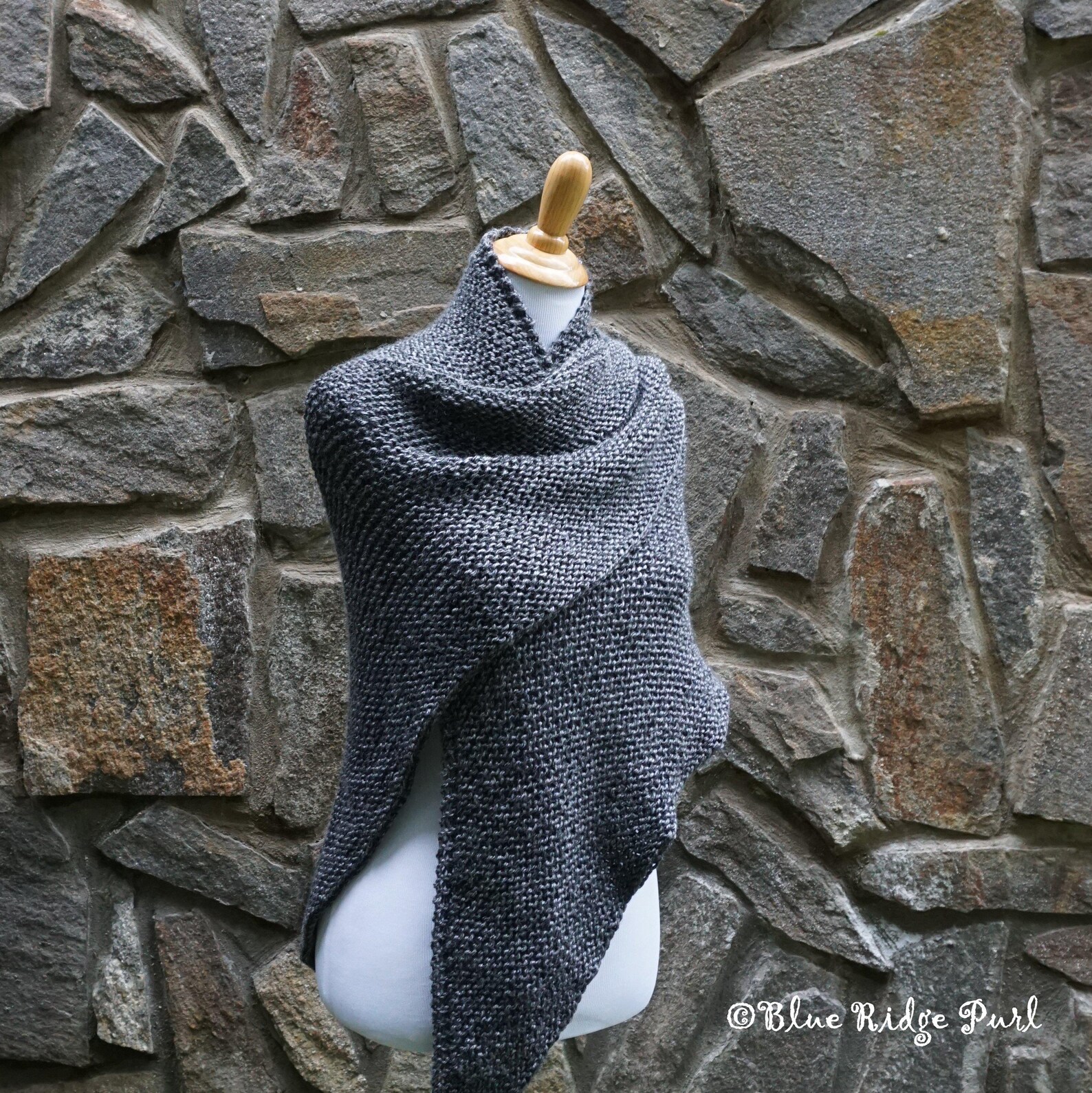 Outlander, Outlander Hand Knit Shawl, Knitted Triangle Shawl, Gray Knit ...
