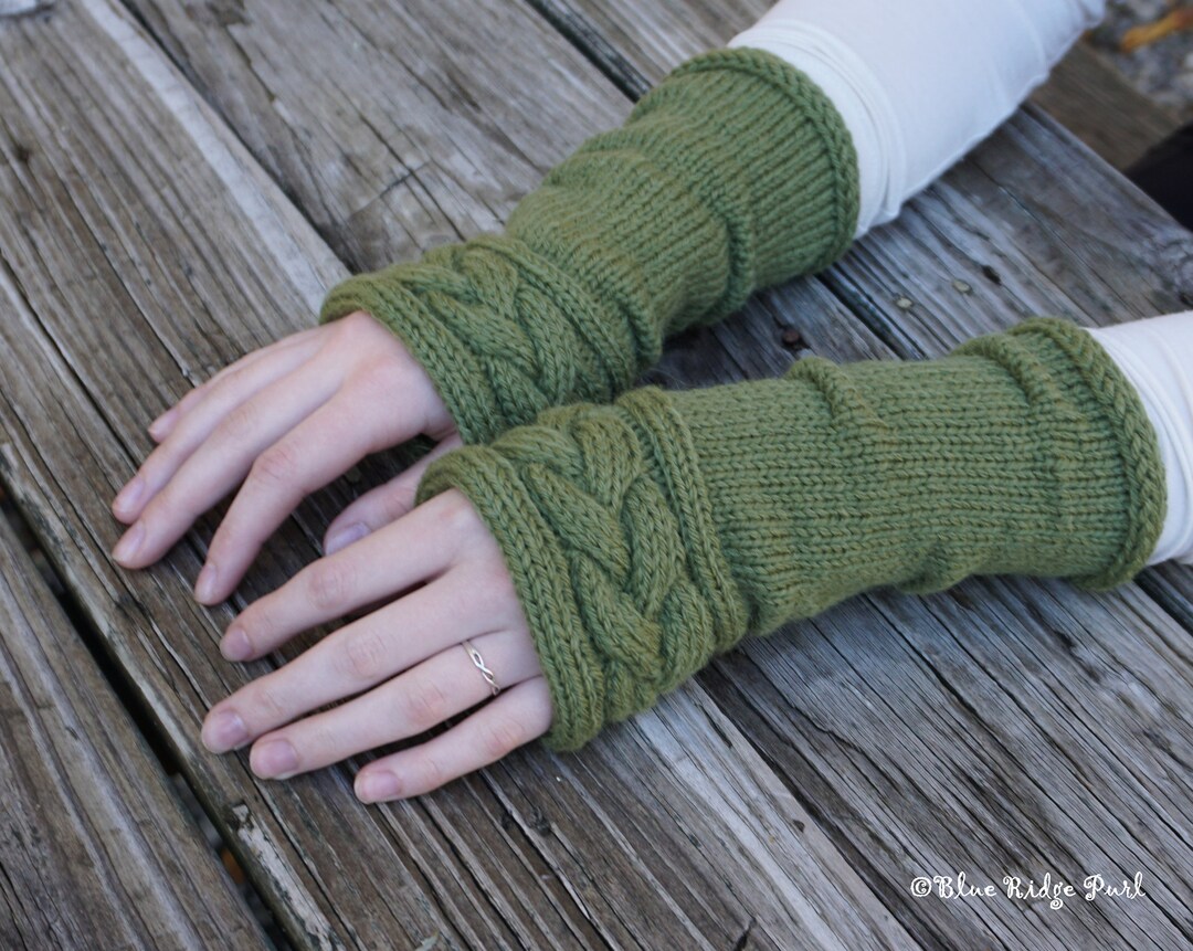 Ready to Ship, Merino Wool Fingerless Mitts, Highland Braid Arm Warmers ...