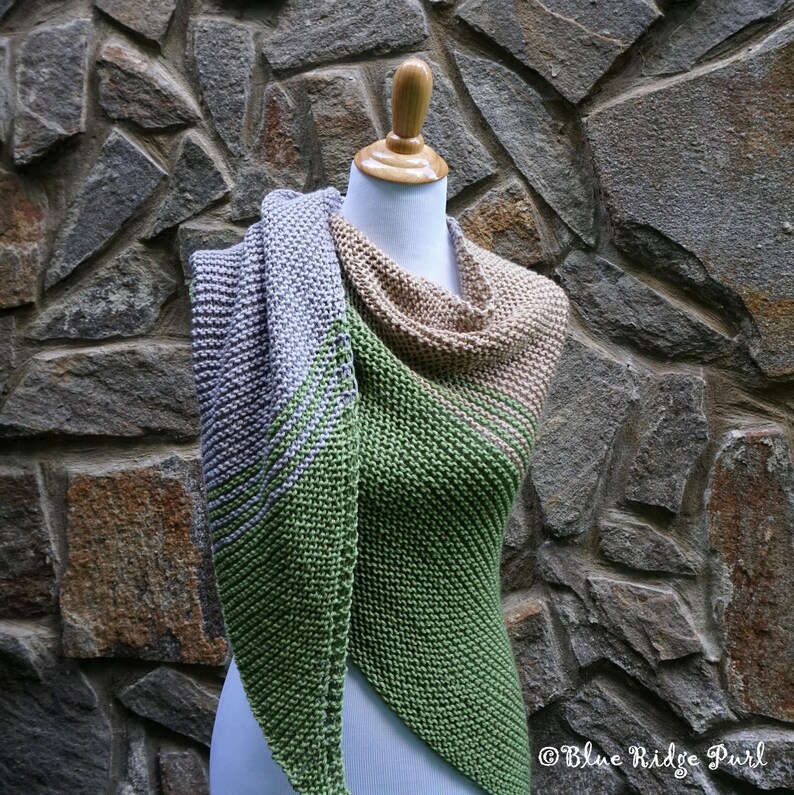 Hand Knit Merino Wool Shawl, Winter Scarf, Womens Handmade Triangle ...