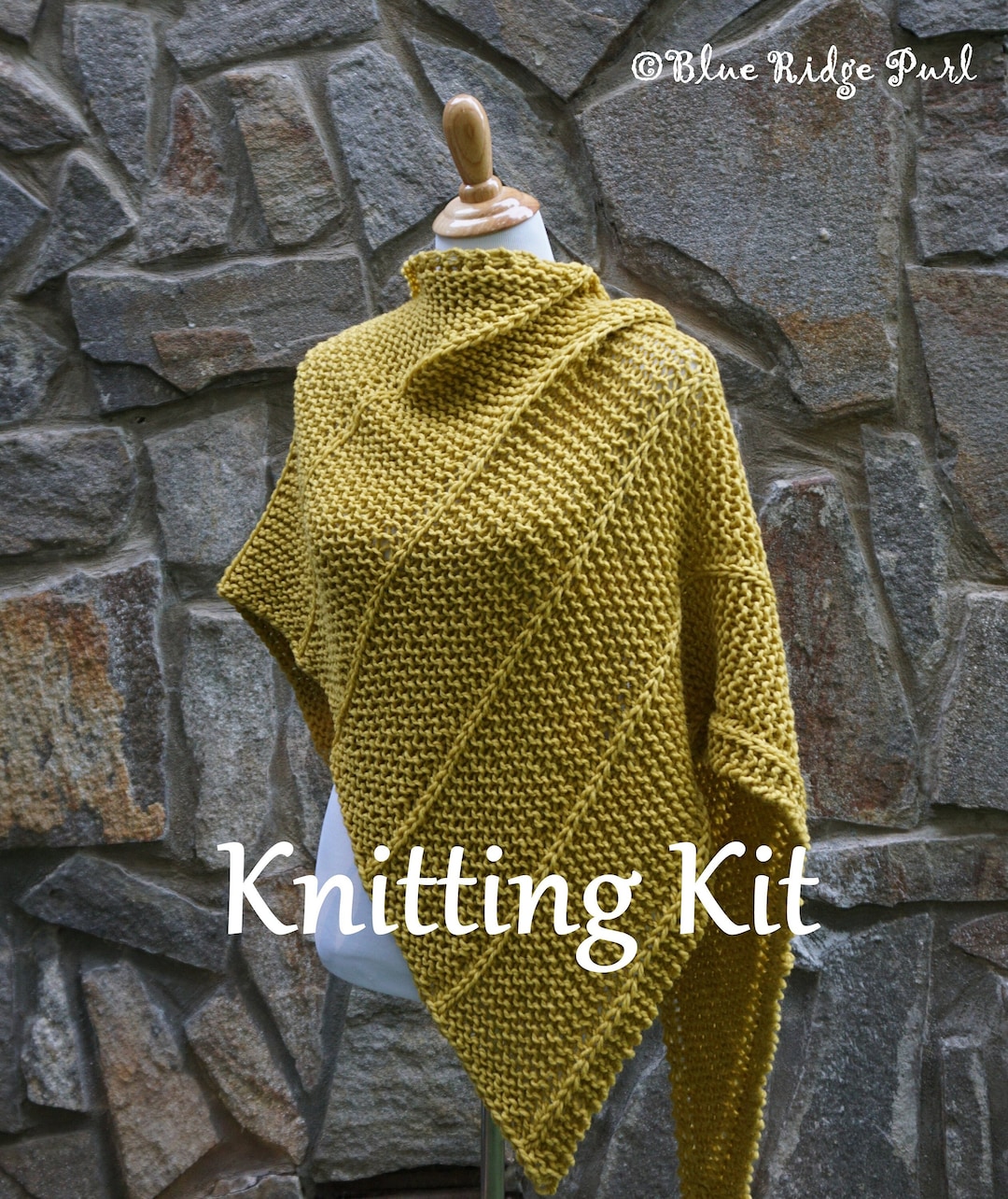 Merino Wool Shawl, Knitting Kit, Pattern, Yarn, Needles, Stitch Markers ...