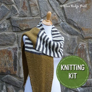 Stiped Scarf Knit Kit, Knitting Pattern, Extra Long Scarf, Knitting ...