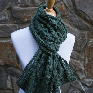 Hand Knit Scarf, FALL LEAVES, Green Hand Knitted Scarf, 100% Wool - Etsy