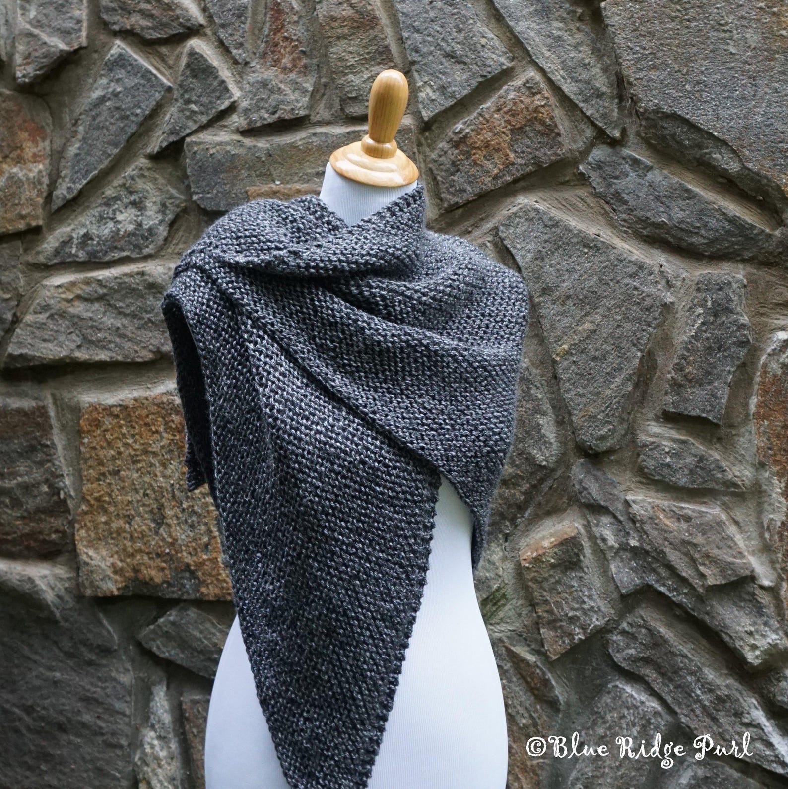 Outlander, Outlander Hand Knit Shawl, Knitted Triangle Shawl, Gray Knit ...