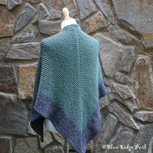 Handmade Knit Wrap Shawl, Optional Button Closure, Green and Gray ...
