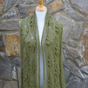 Green Hand Knitted Scarf, Autumn Leaves Scarf, 100% Wool - Etsy