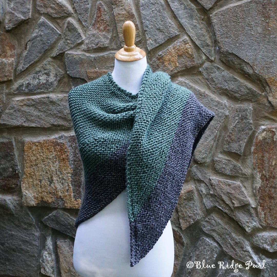 Handmade Knit Wrap Shawl, Optional Button Closure, Green and Gray ...