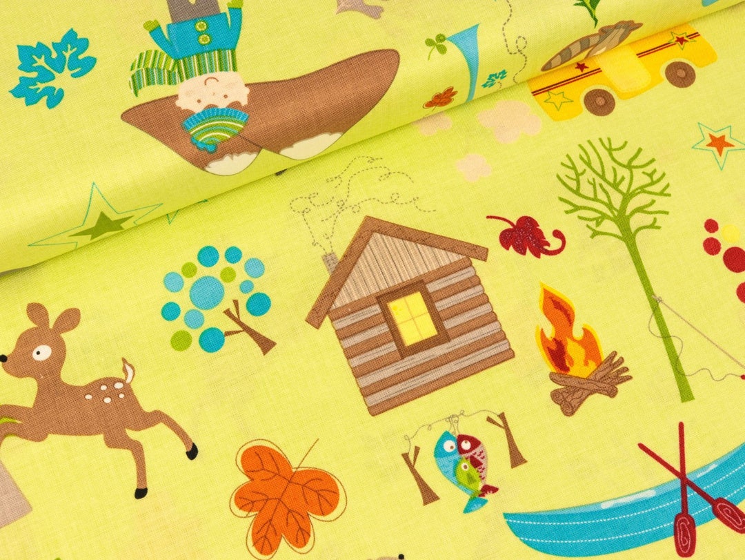 Cotton Riley Blake Fox Trails Forest Dwellers on Light Green 13.90 EUR ...