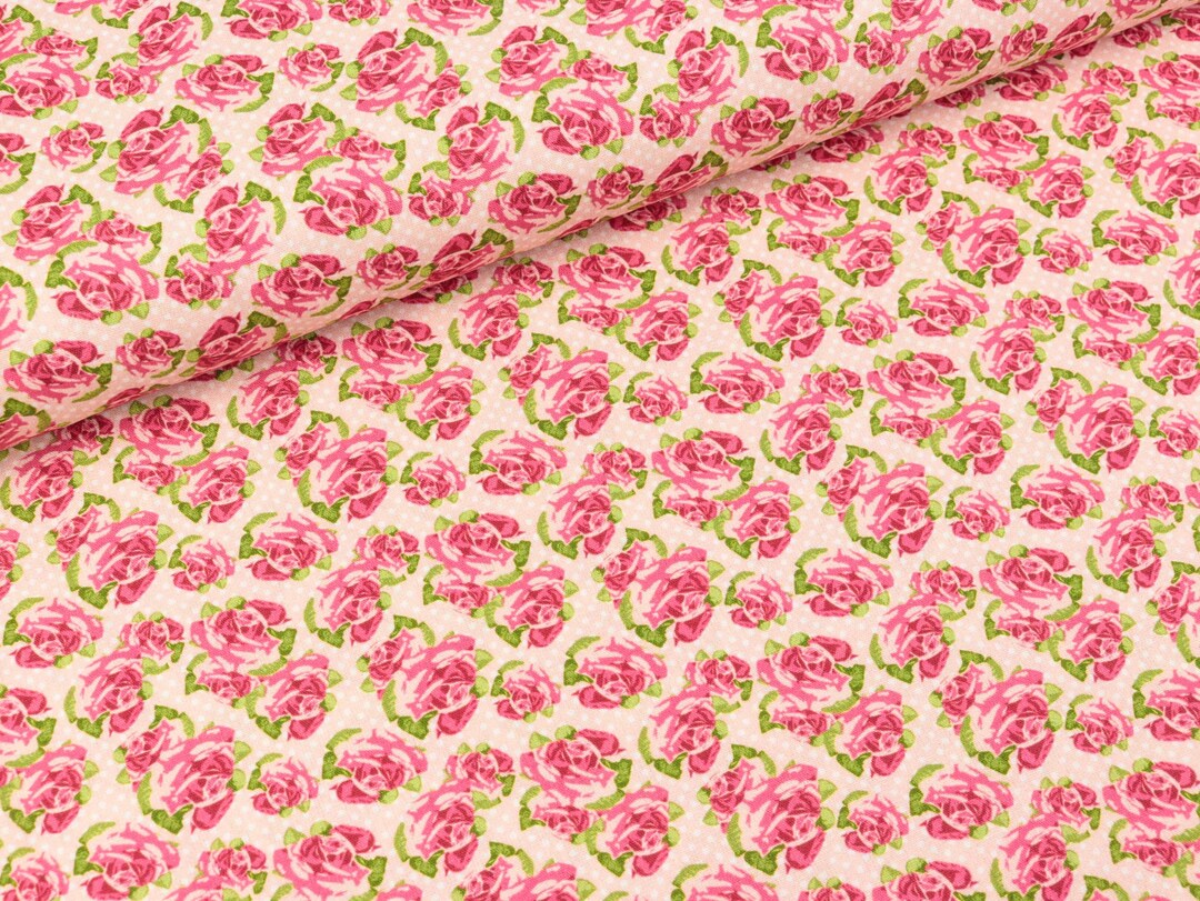 Cotton Weave Kim Rose Pattern on Light Pink (9.90 EUR / Meter) - Etsy
